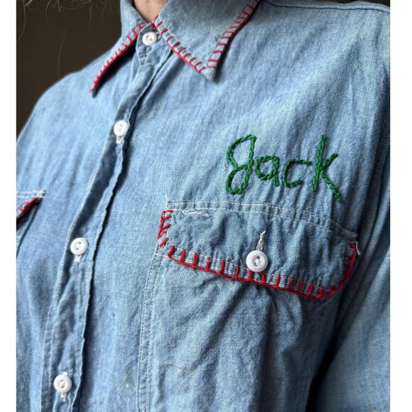 Big Mac | Tops | Vintage 7s Big Mac Denim Work Shirt Handembroidered ...